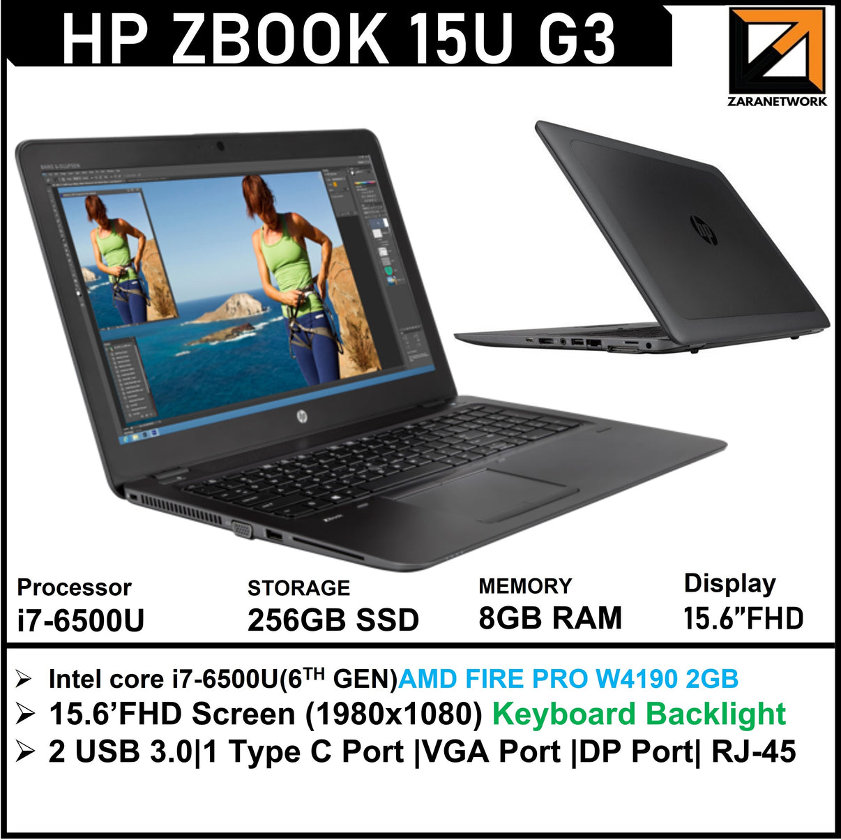 HP ZBOOK 15U G3 CORE i7-6500U(6TH GEN)15.6 FHD SCREEN DISPLAY – Zaranet.my