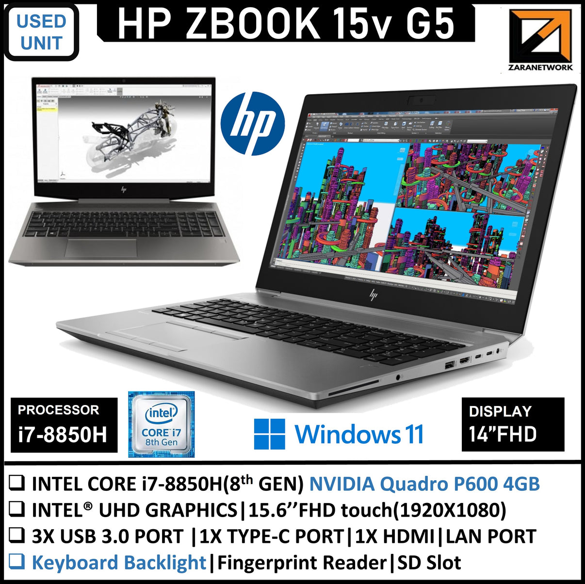 HP ZBOOK 15v I7-8GEN WITH 15.6 TOUCHSCREEN DISPLAY UPTO 1GB SSD WINDOW – Zaranet.my