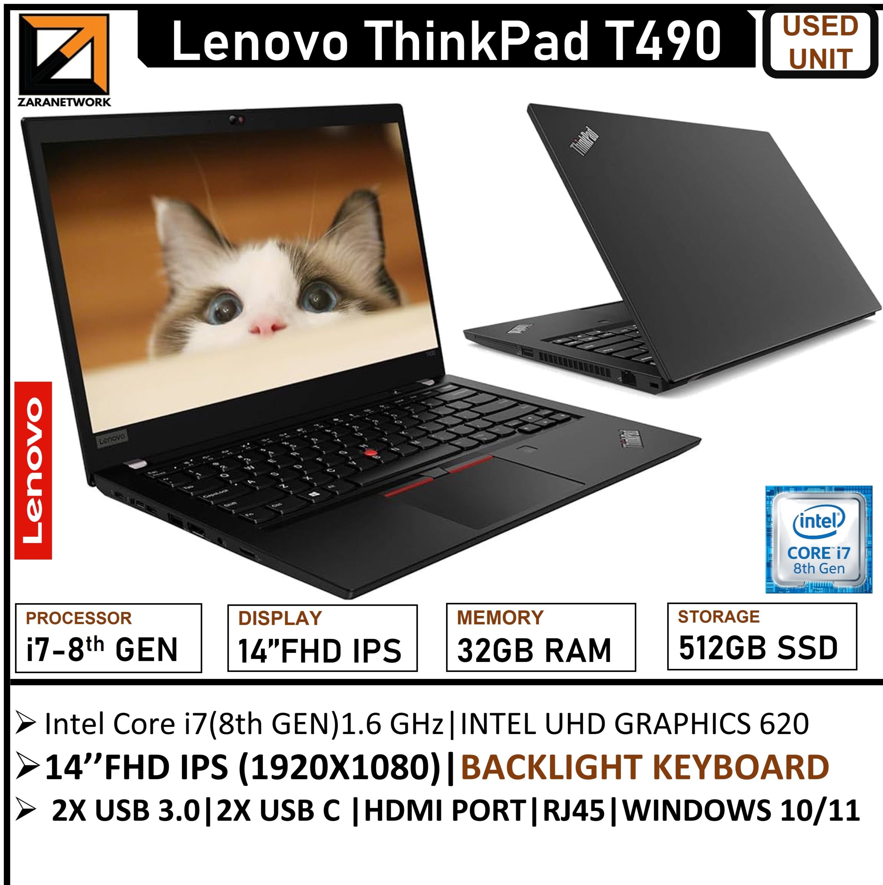 LENOVO THINKPAD T490 i7-8TH GEN 14 FHD SCREEN DISPLAY – My Store