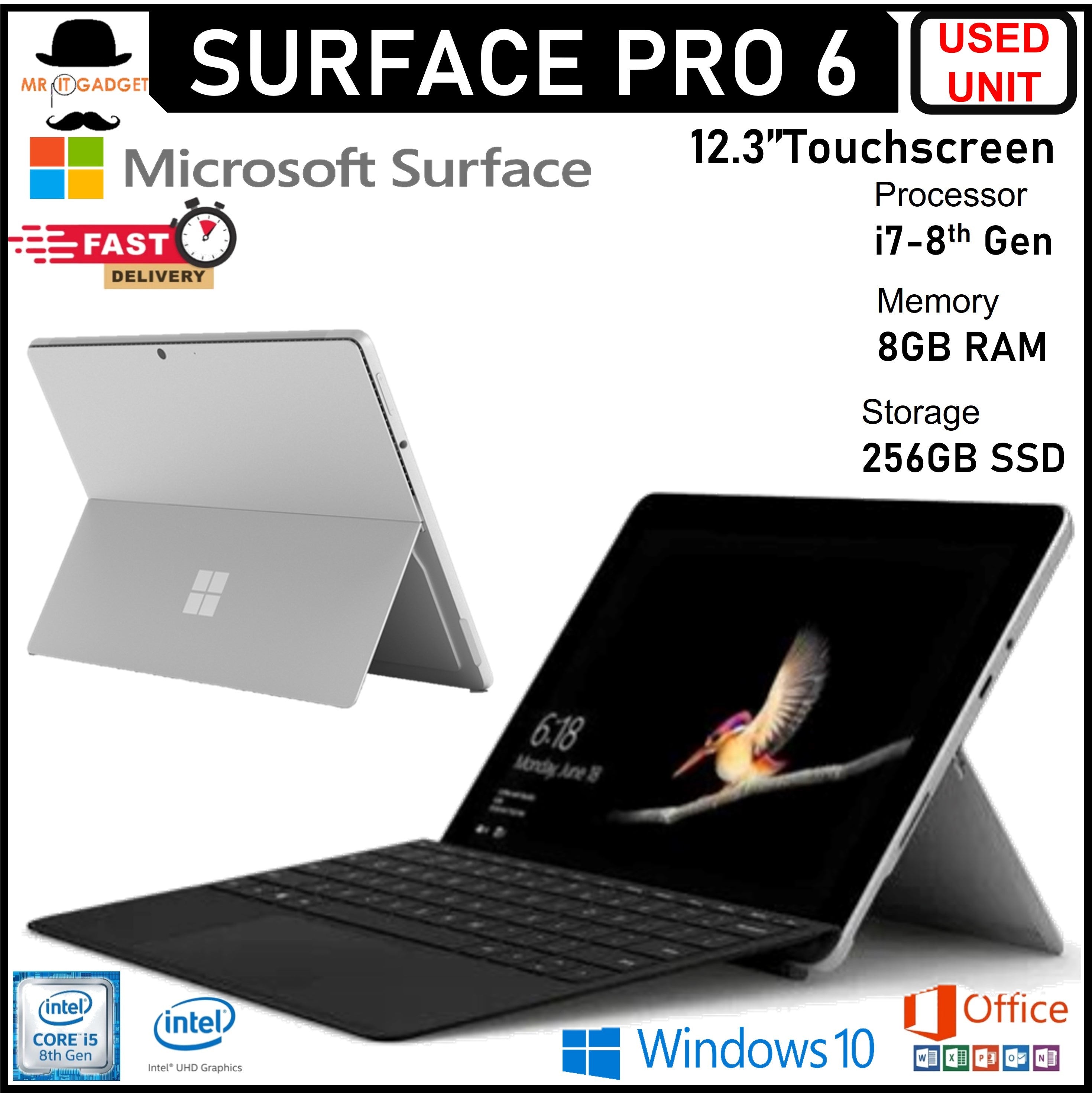 MICROSOFT SURFACE PRO 6 CORE i5-8TH GEN 12.3'' TOUCHSCREEN – My Store