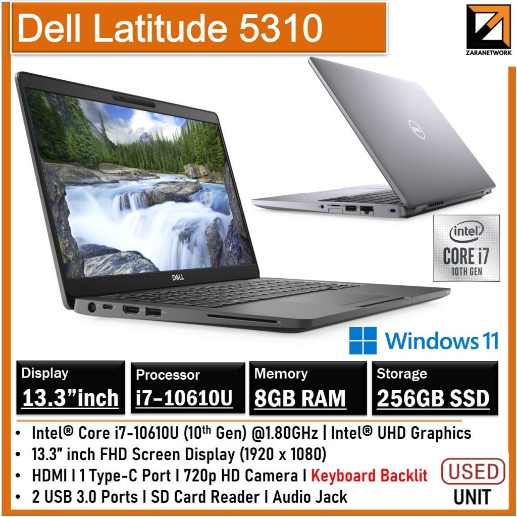 DELL LATITUDE 5310 CORE i7-10610U(10TH GEN) 15.6 FHD SCREEN 16GB RAM/5 ...