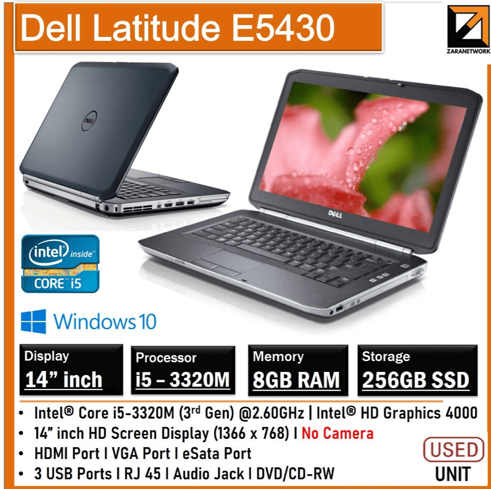 DELL LATITUDE E5430 CORE i5-3320M UPTO 8GB RAM 256GB SSD – Zaranet.my