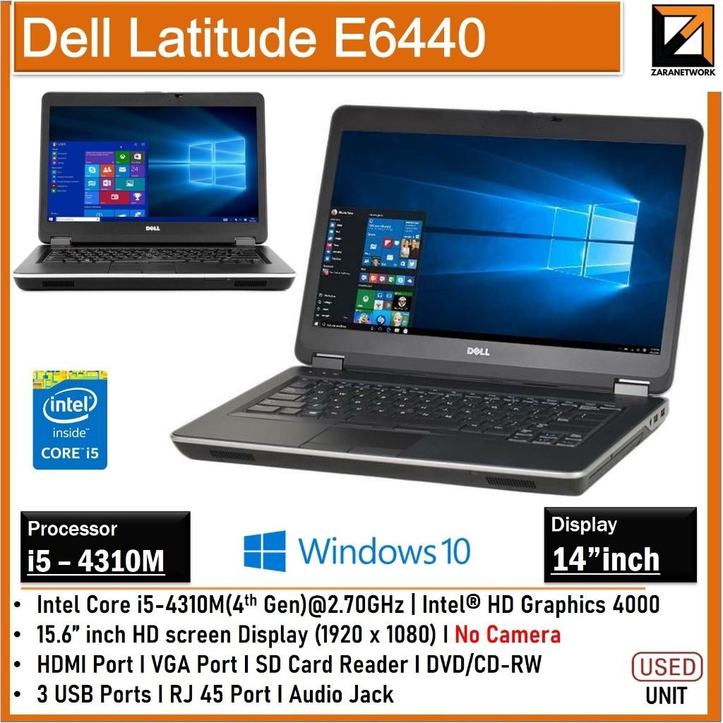 DELL LATITUDE E6440 CORE i5-4th GEN 14 INCH SCREEN UPTO 16GB RAM ...