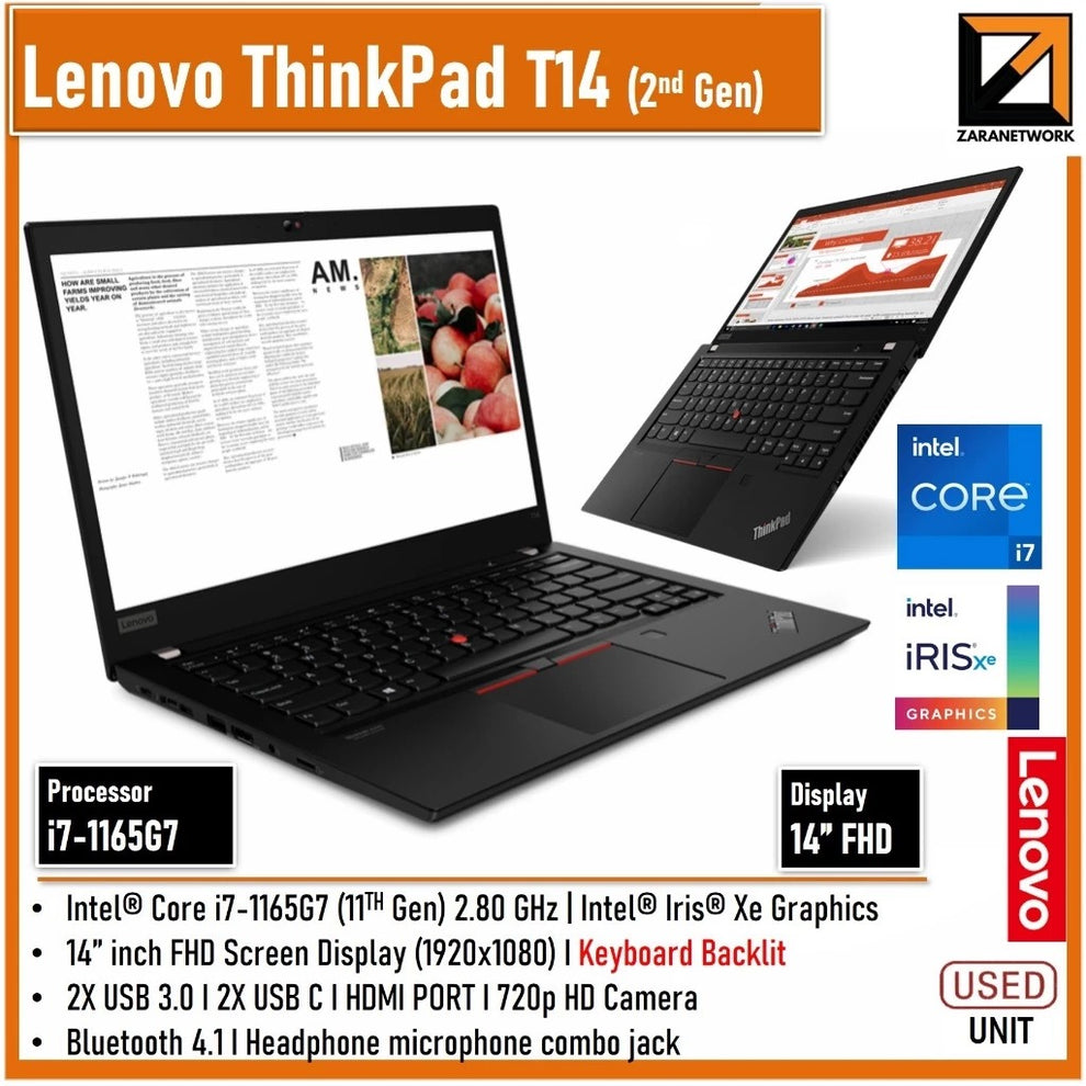LENOVO THINKPAD T14 i7-11GEN 14 FHD DISPLAY UPTO 1TB SSD BACKLIGHT KEY ...