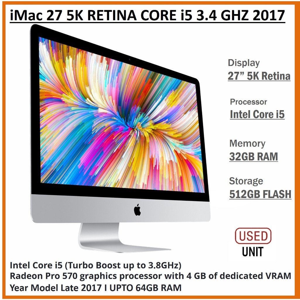iMAC 27 5K RETINA INTEL CORE i5 32GB RAM/512GB SSD YEAR 2017 – Zaranet.my