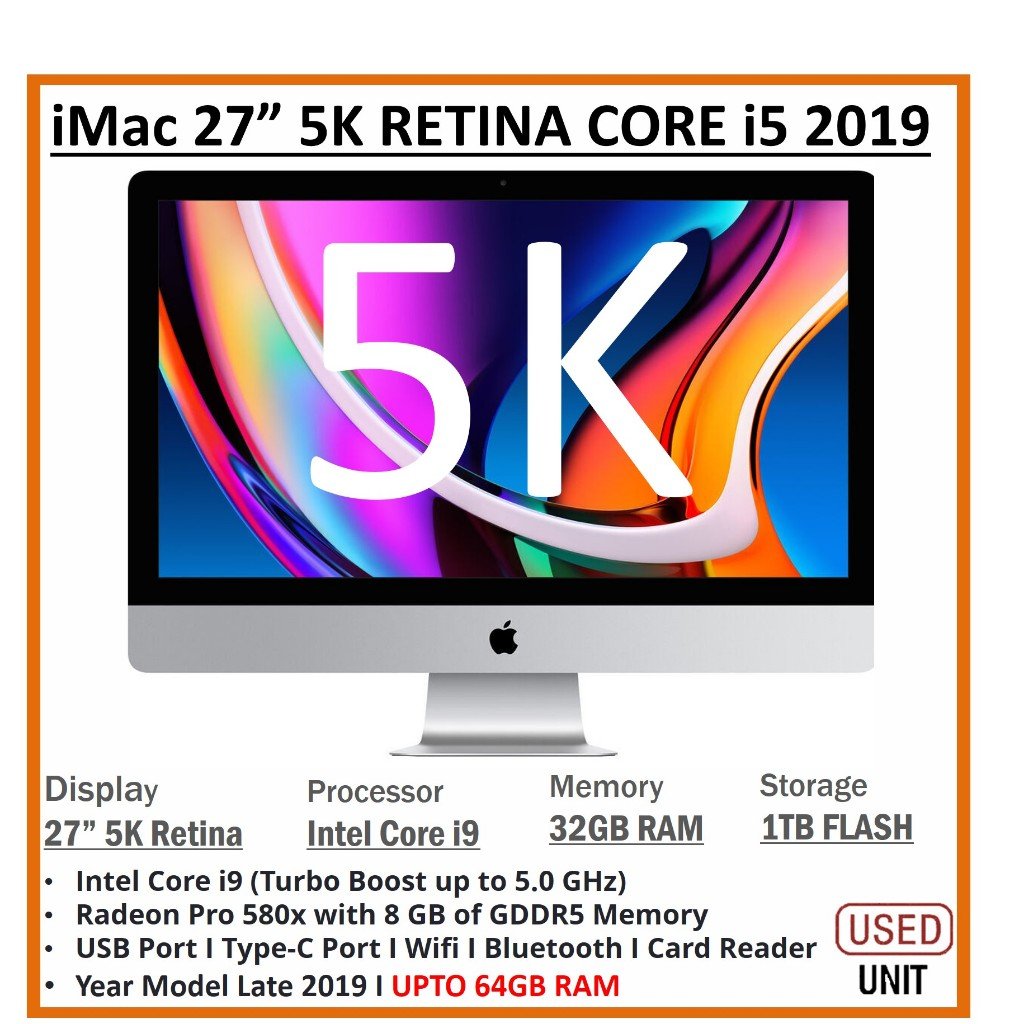 iMAC 27'' 5K RETINA DISPLAY CORE i5 32GB RAM/1TB FLASH SSD MODEL YEAR ...