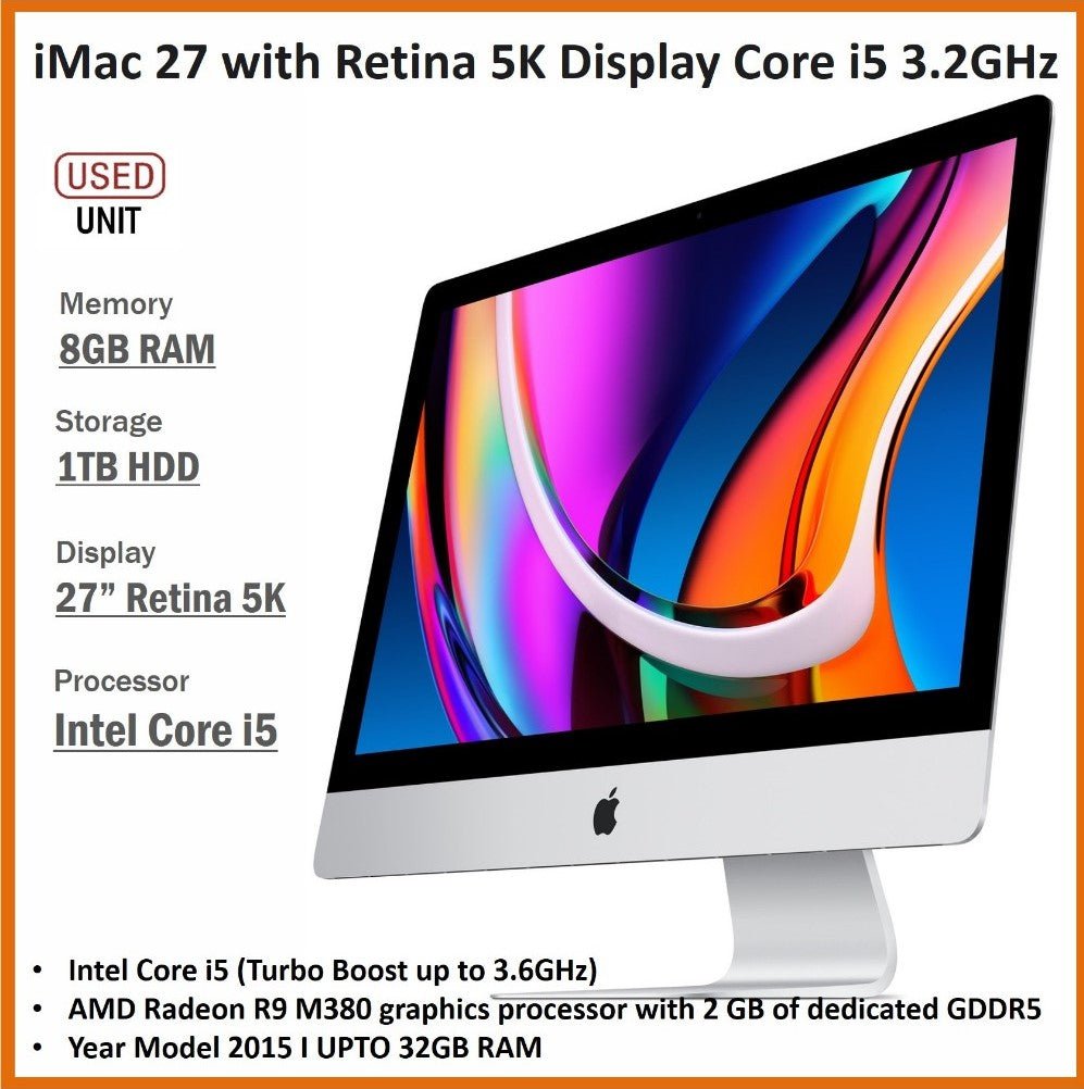 iMAC 27 RETINA 5K DISPLAY CORE i58GB RAM/1TB HDD YEAR 2015 – Zaranet.my
