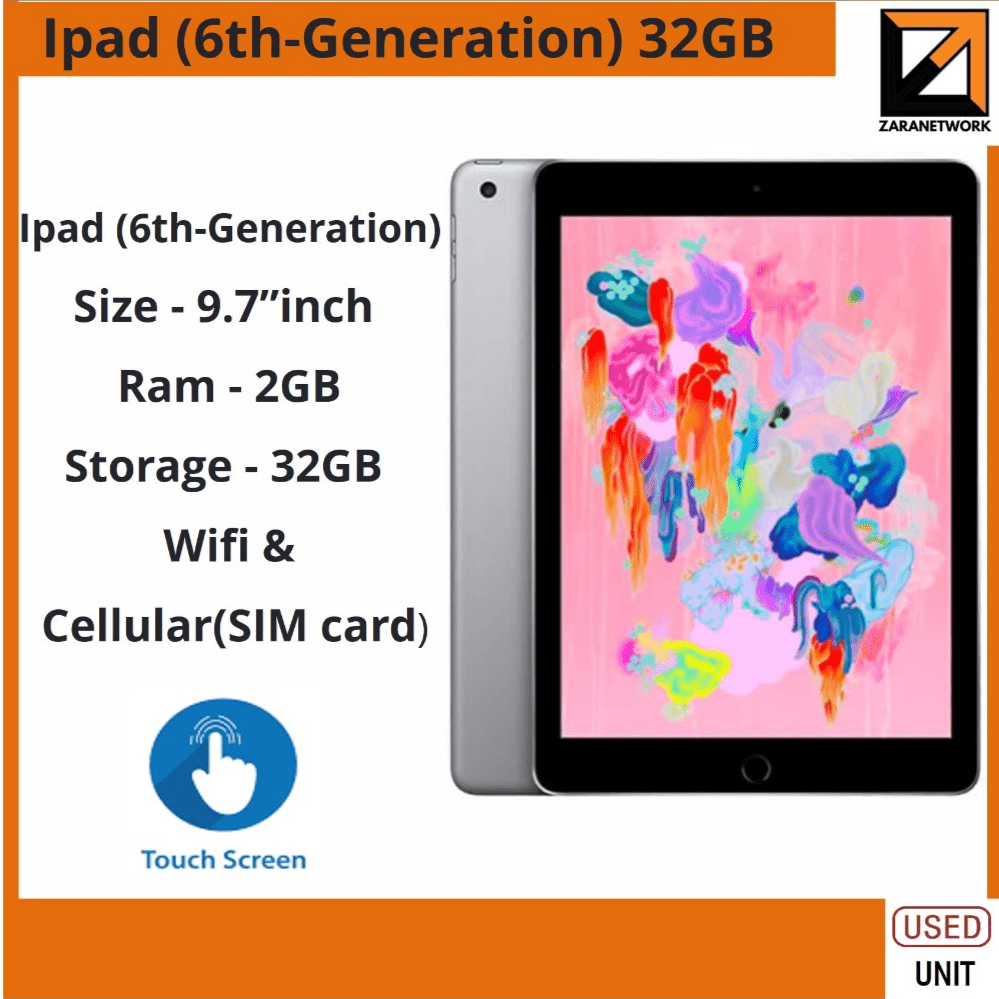 IPAD -6TH GEN 2GB RAM/32GB SSD 9.7 DISPLAYYEAR 2018 – Zaranet.my