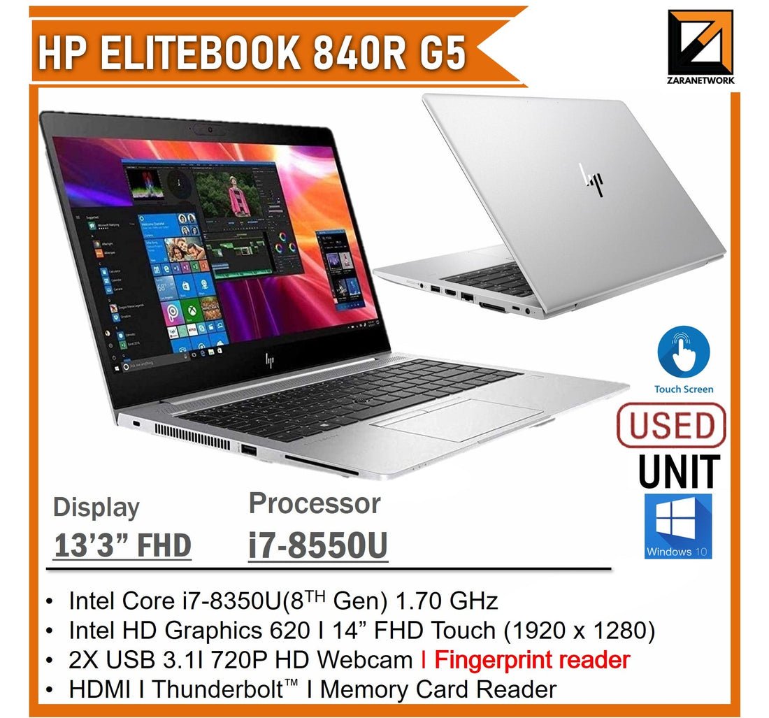 HP ELITEBOOK 840 G5 CORE( i7-8th GEN)14 FHD TOUCH SCREEN – Zaranet.my