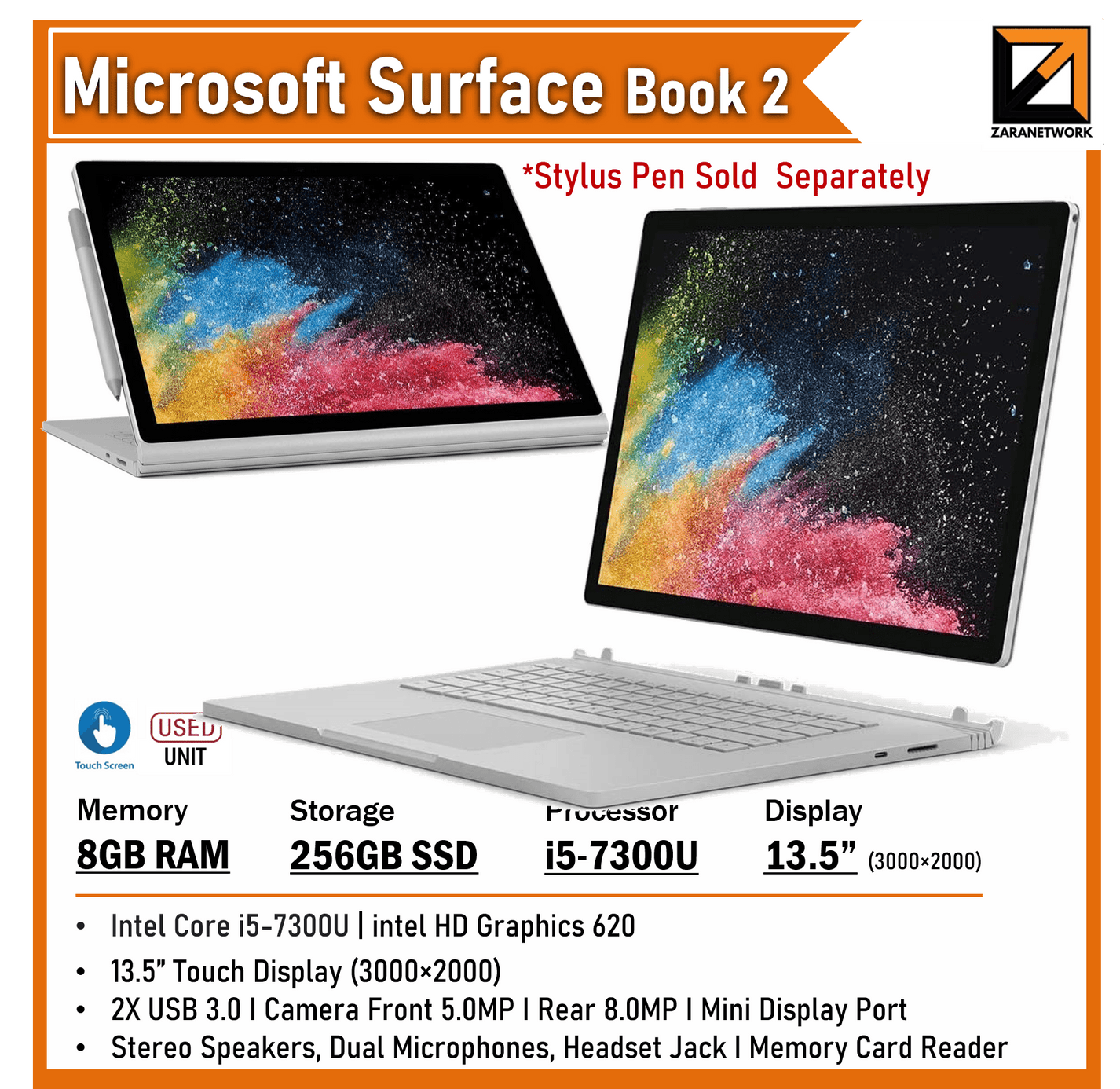MICROSOFT SURFACE BOOK 2 CORE i7-7TH GEN 13.5 TOUCH DISPLAY – Zaranet.my